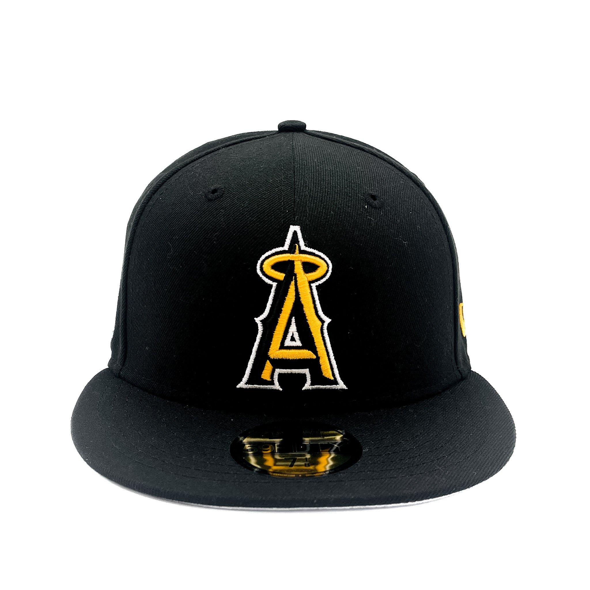 Los Angeles Angels Black New Era Fitted Bees Gold 50th Patch 5950 los-angeles-angels-black-new-era-fitted-bees-gold-50th-patch-5950